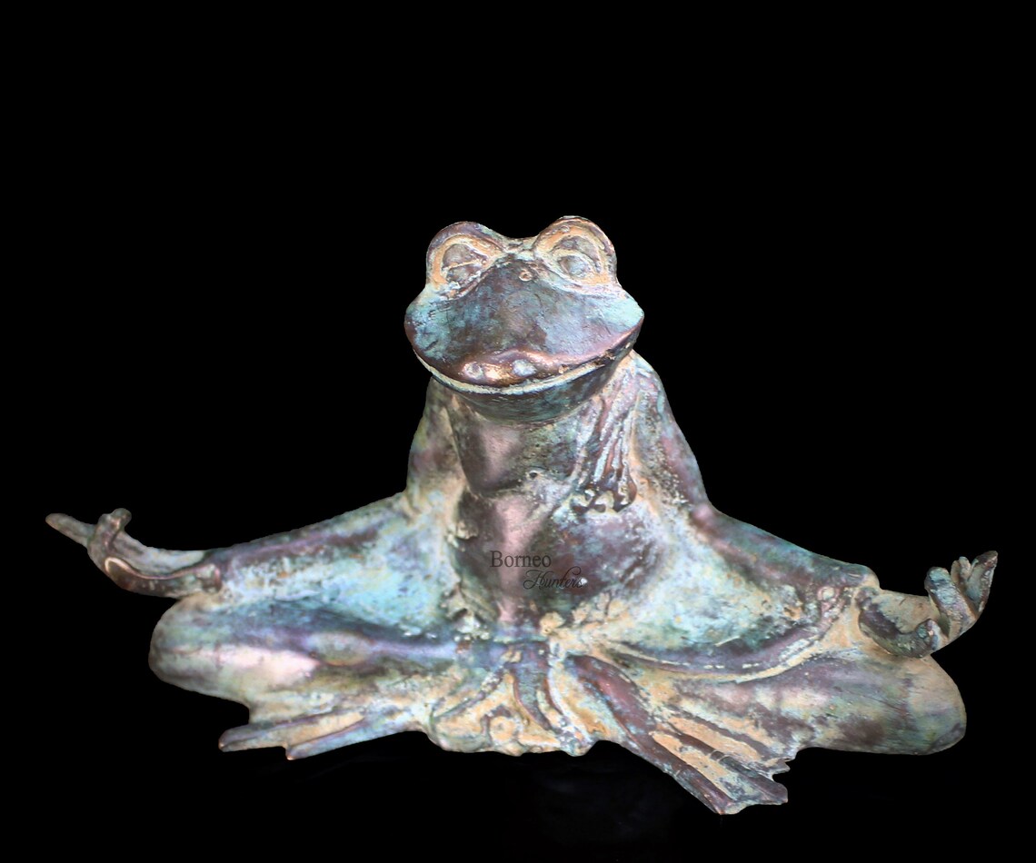 Small Frog Figurine in Lotus Sitting Position Yoga Frog Bronze | Etsy