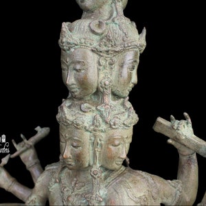 33.4" Dancing Shiva Nine Faced Ten Armed, Bronze Shiva Indonesian Style ...