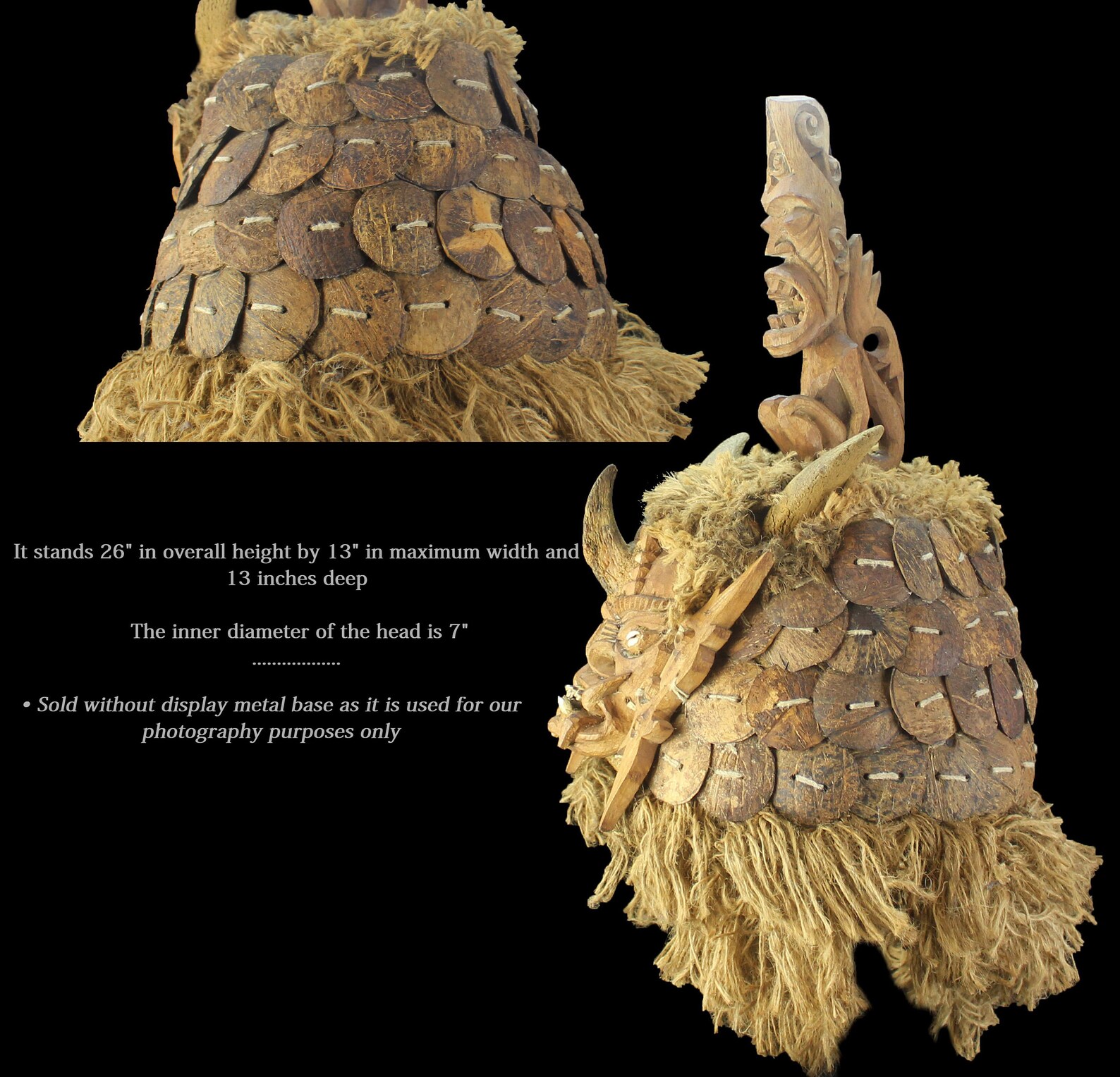 Borneo War Helmet 26" Headhunter Dayak Headgear From Kalimantan ...