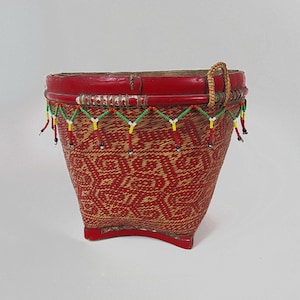 Vintage Woven Basket.borneo Red and Brown Tribal Bidayuh Wedding Basket ...