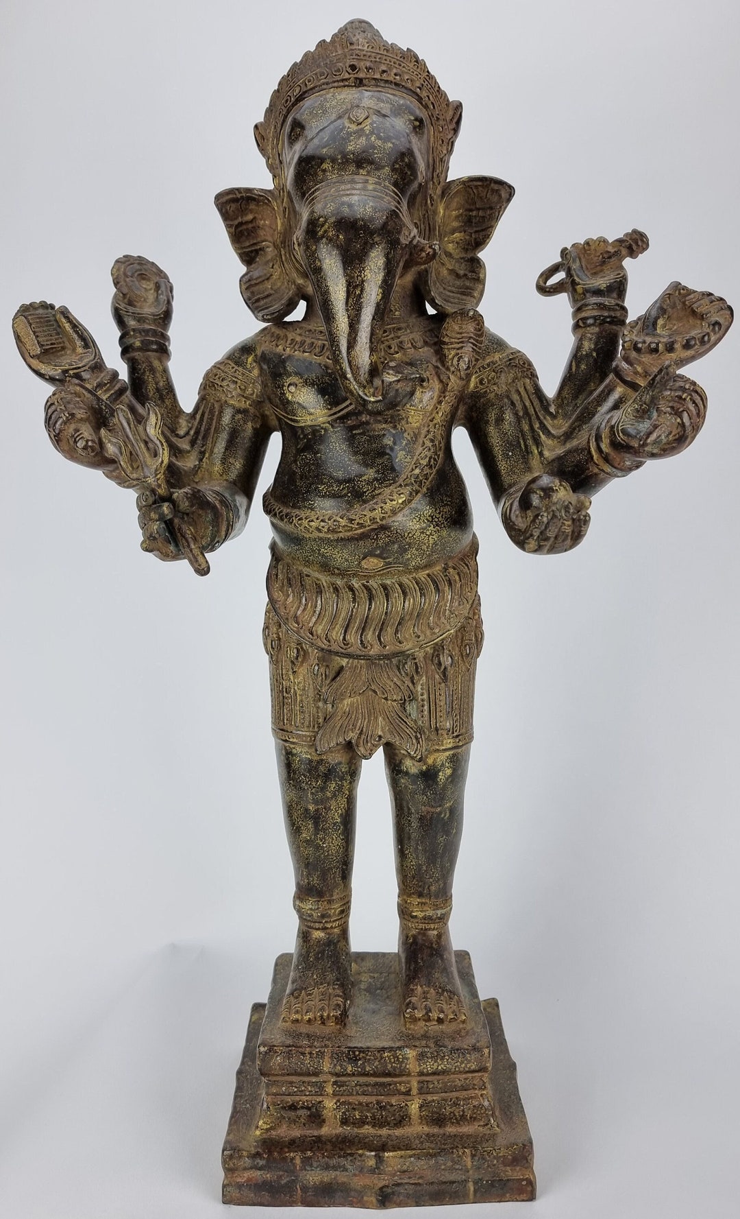 Antique Ganesha -60cm- Cambodian Ganesh - Bronze Standing Ganesha With ...