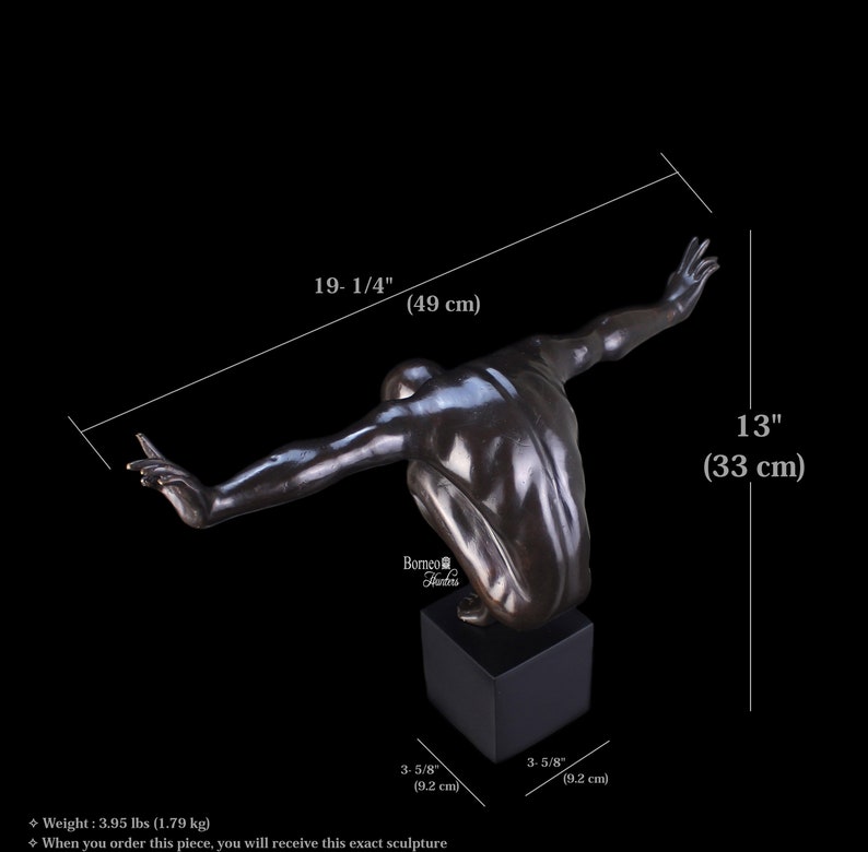 Bronze Sculpture, Modern Outstretched Arms Statue, Athlete Nude Man ...