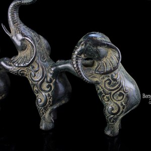 10.2" Bronze Elephant Happy Elephant Elephant Family Sculpture Raised ...