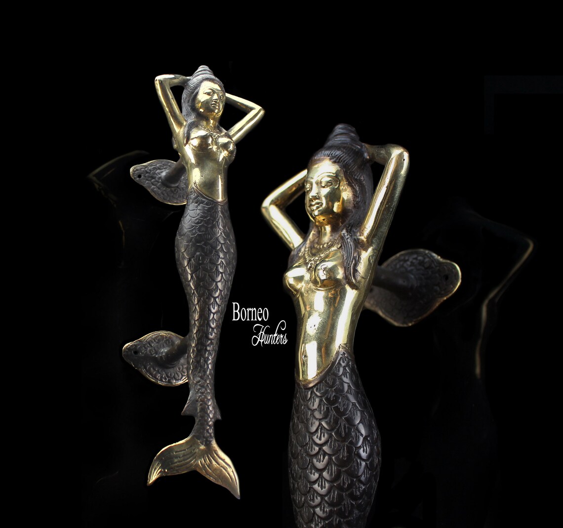 Mermaid Door Handle Knob Pull 13/ 33cm Brass Mermaid - Etsy