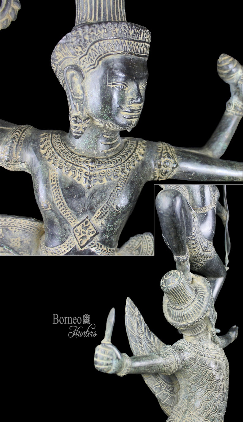 Vishnu Riding on Garuda Antique Cambodian Style Statue of | Etsy