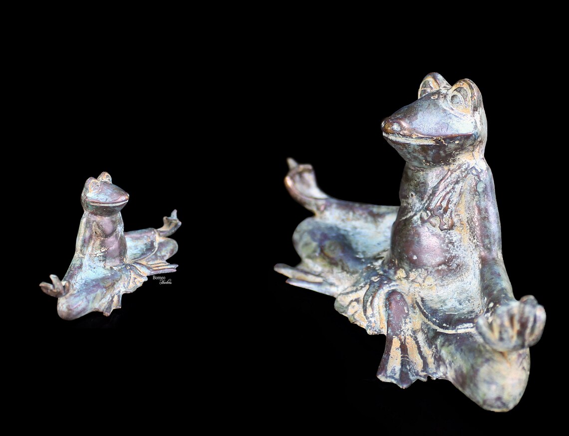 Small Frog Figurine in Lotus Sitting Position Yoga Frog Bronze | Etsy