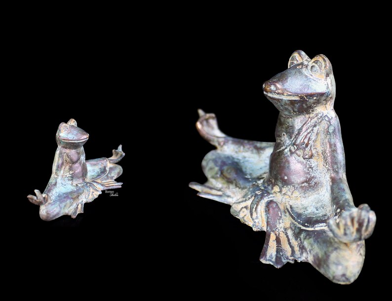 Small Frog Figurine in Lotus Sitting Position Yoga Frog Bronze | Etsy
