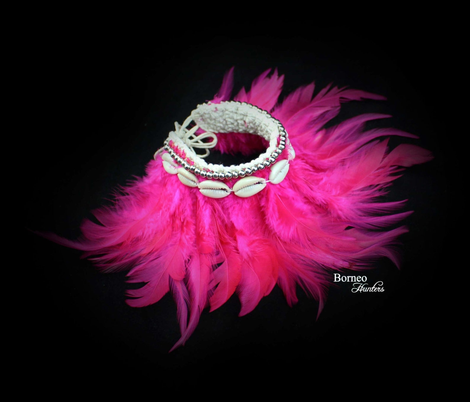 Real Feathers Armband Tribal Armlet Rose Pink Beaded Shells | Etsy