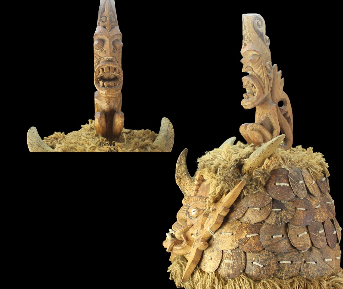 Borneo War Helmet 26" Headhunter Dayak Headgear From Kalimantan ...