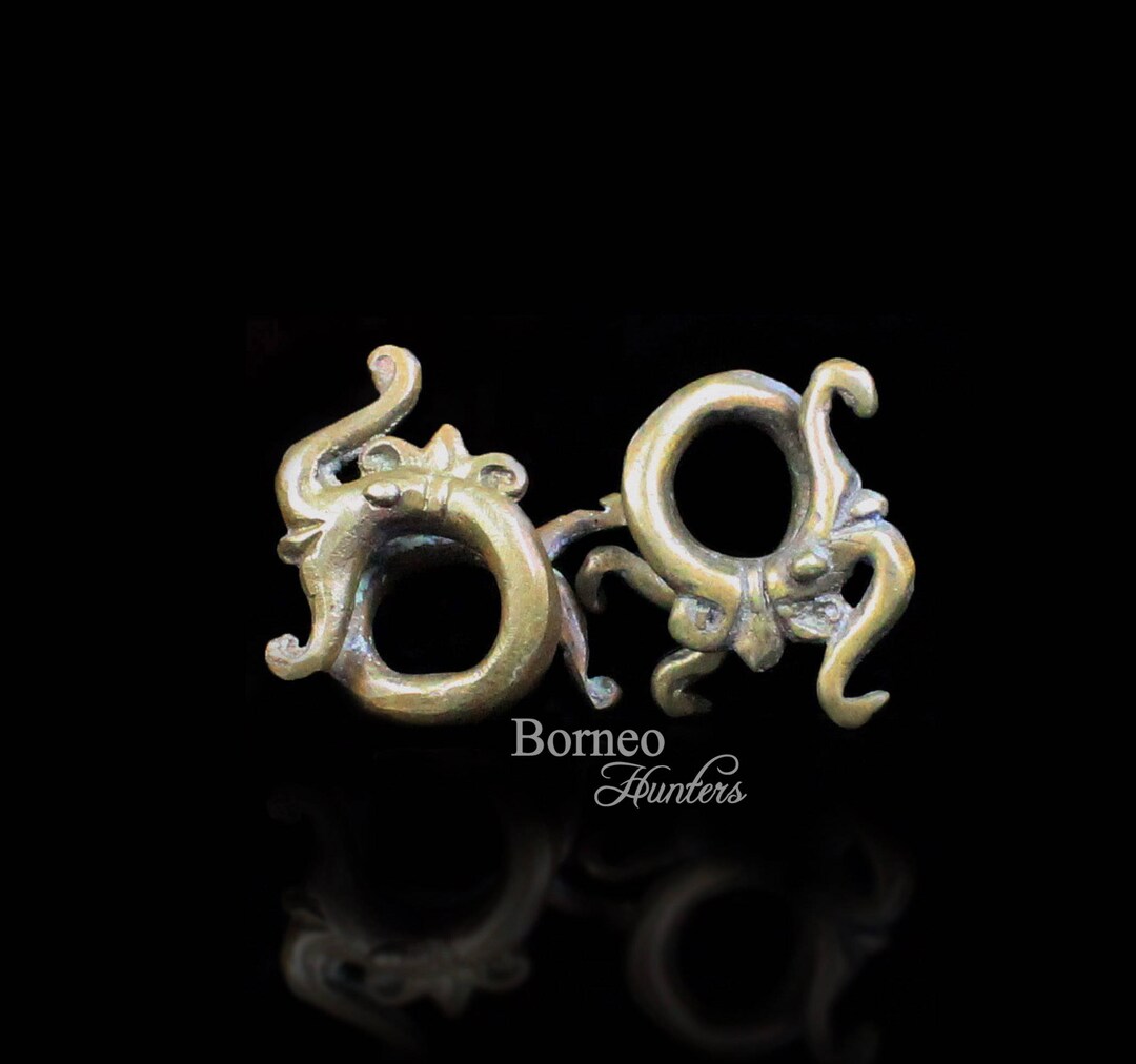 Dayak Dragon Brass Ear Weights: Borneo Tribal Piercing Jewelry - Etsy