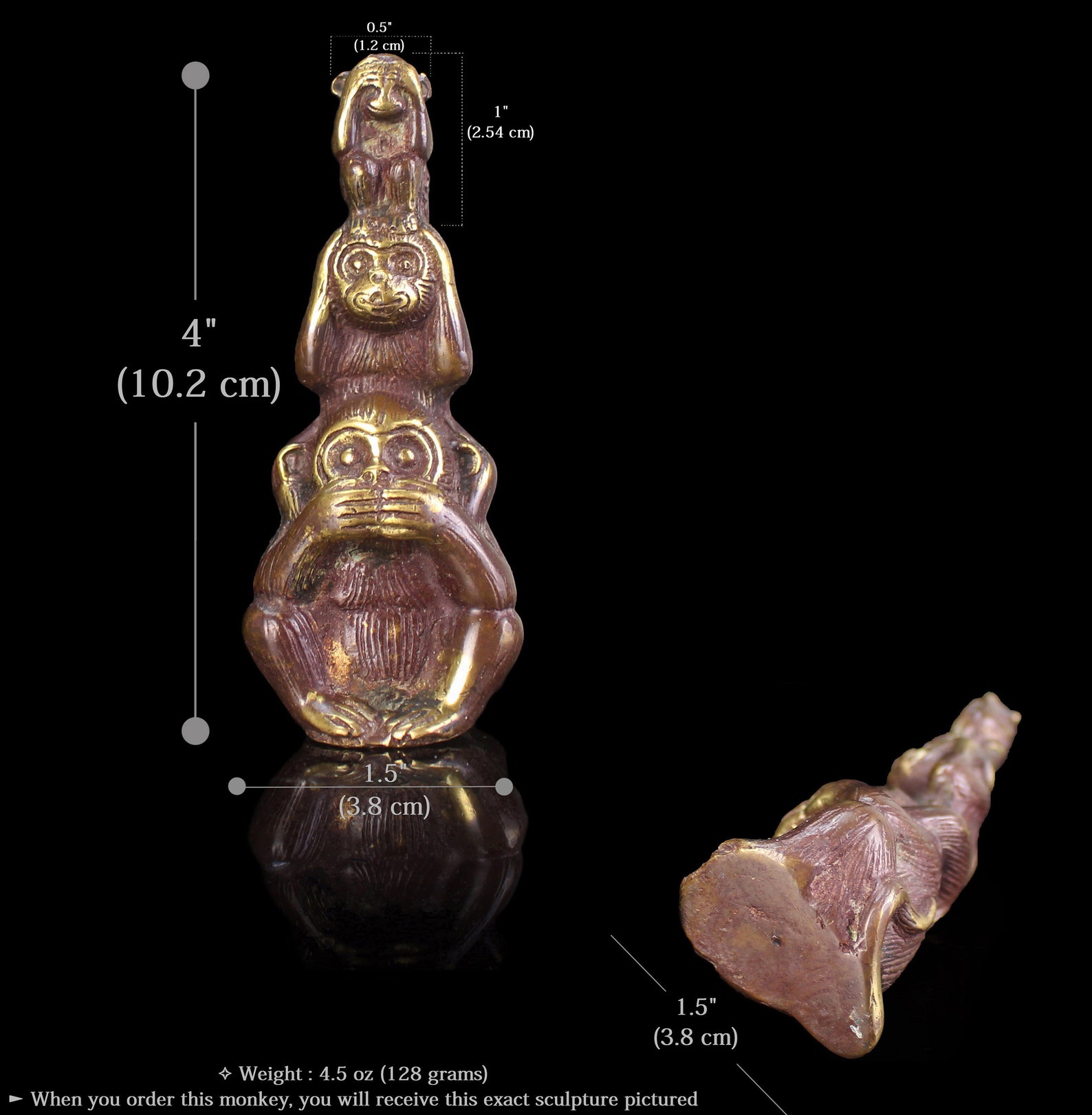 Monkey Maxim Sculpture 4/10cm Brass Monkey 'monkeys | Etsy