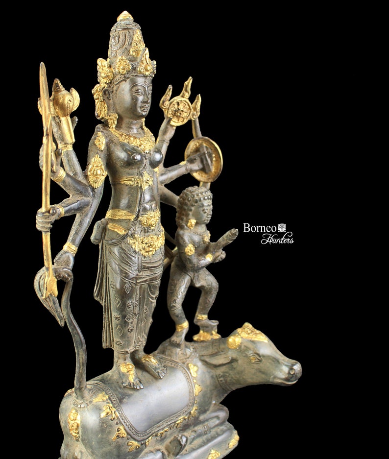 Bronze Devi Durga on Buffalo Statue 34CM Eight Armed Durga - Etsy