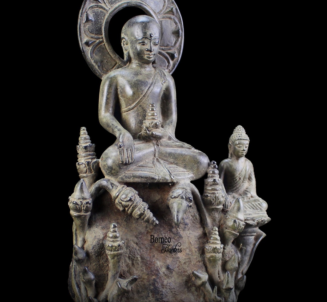 Bald Buddha Meditating Buddha Earth Touching Buddha 11.7"/ 30CM Unique ...