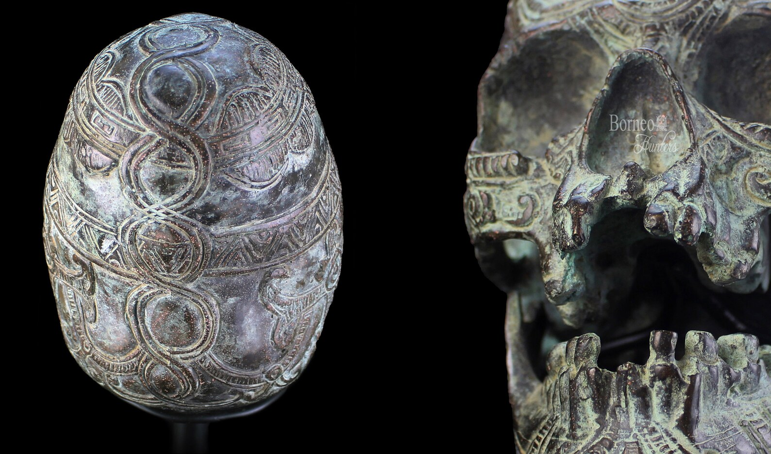 16.5" Skull Realistic Skull Sculpture in Bronze With Tendril Tree-of ...