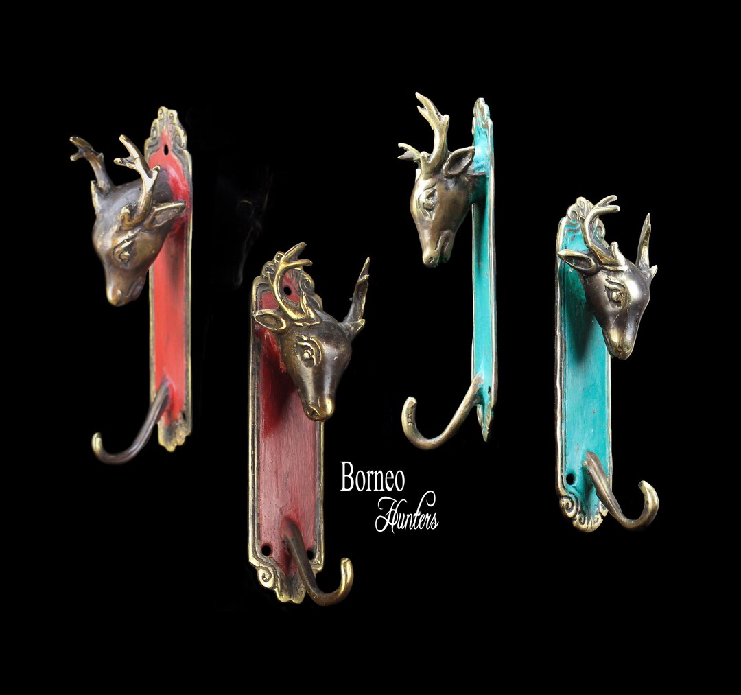 Handcast Brass Deer Coat Hooks: Rustic Animal Wall Decor (pair) - Etsy