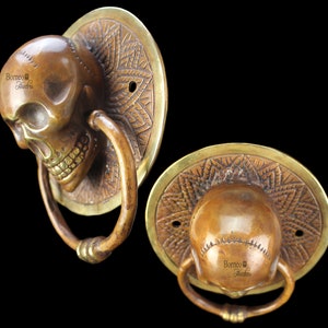 Skull Knocker Door Knocker Skull Sculpture in Brass Skeleton Head Wall ...