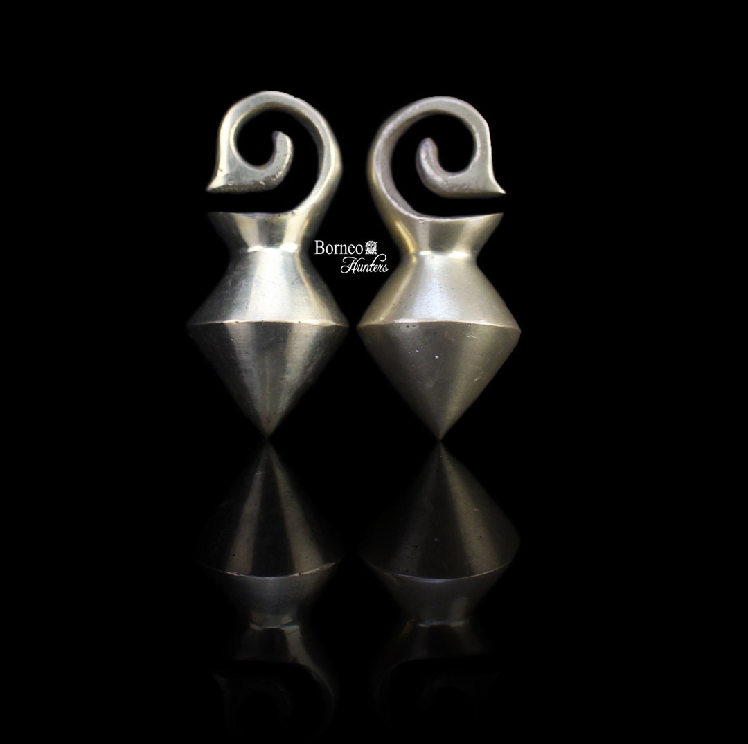 Tribal Brass Ear Weights: Borneo Dayak Tradition, Stretched Earlobes - Etsy