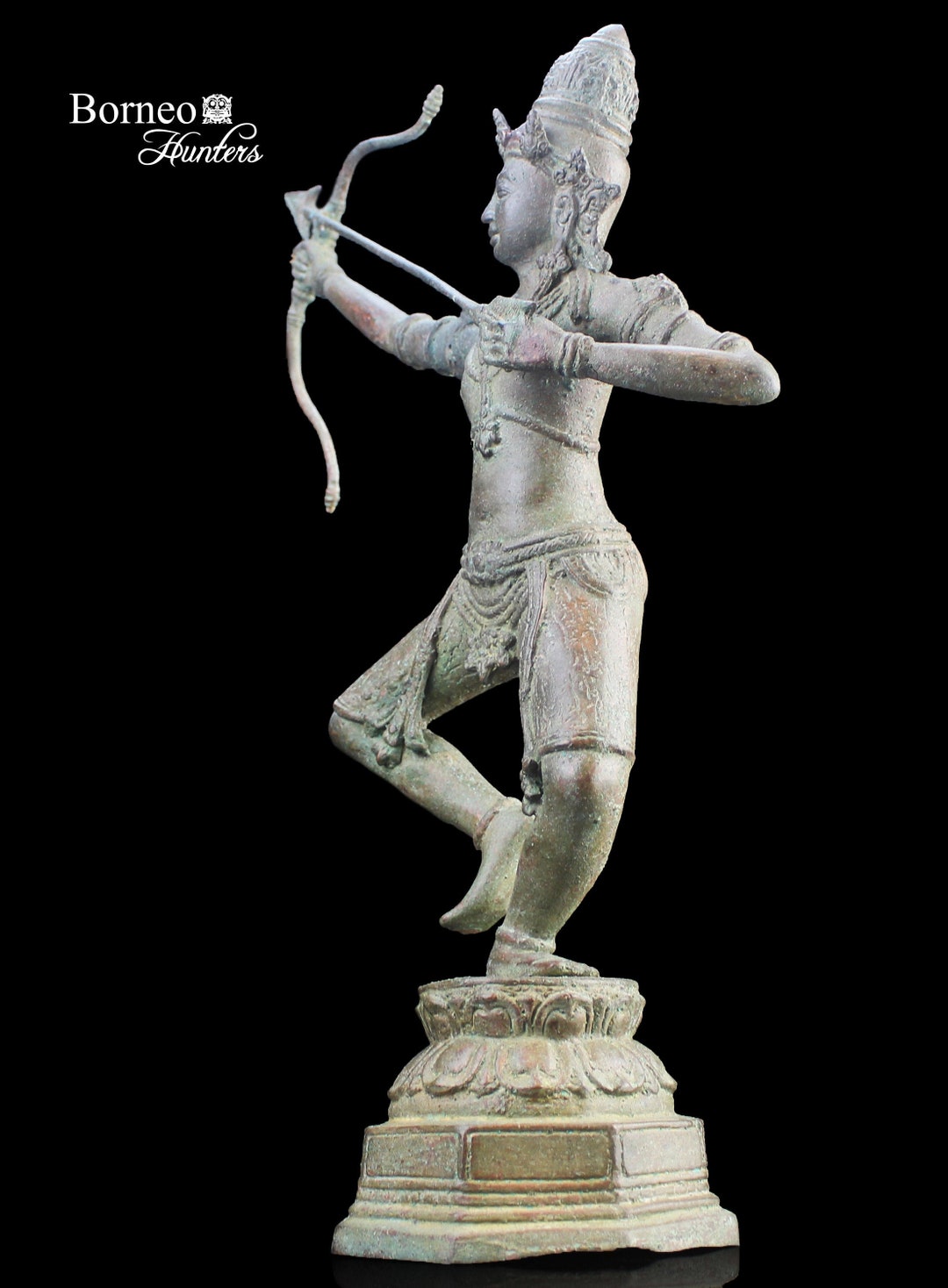 46CM Hindu Lord Arjuna the Master Archer Statue Bronze Bhagavad Gita ...
