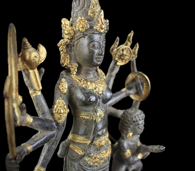 Bronze Devi Durga on Buffalo Statue 34CM Eight Armed Durga - Etsy