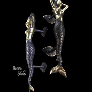 Mermaid Door Handle Knob Pull 13/ 33cm Brass Mermaid Sculpture as Door ...