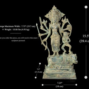 Durga With Eight Arms 15.5" Bronze Durga Statue, Hindu Goddess Durga ...