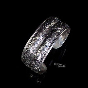 Cuff Bracelet Silver Bangle 925 Handcrafted 'dancing Waves' Statement ...