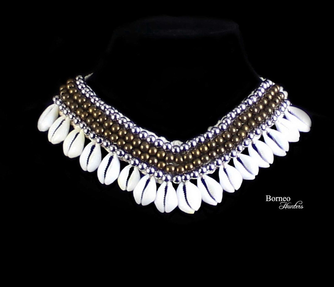 V-shaped Shell&bead Necklace Handwoven Choker Collar Party Statement ...