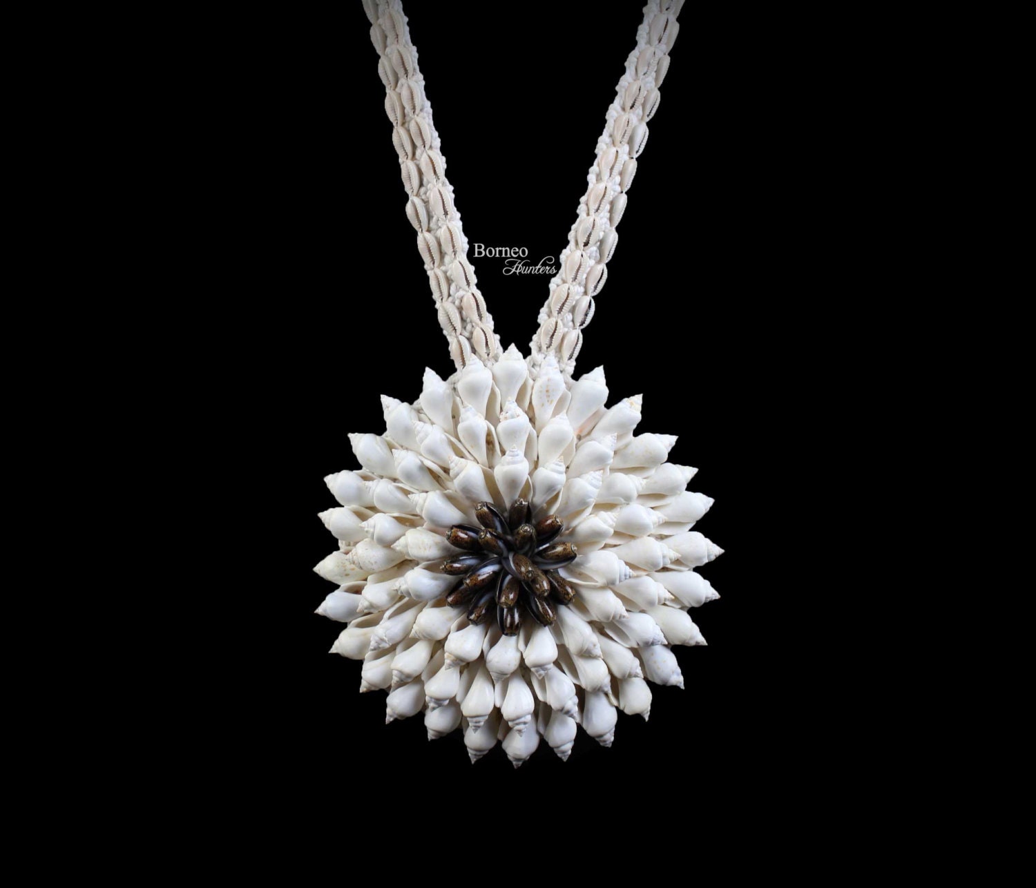 White Shell 'flower' Pendant Long Necklace Soft White | Etsy