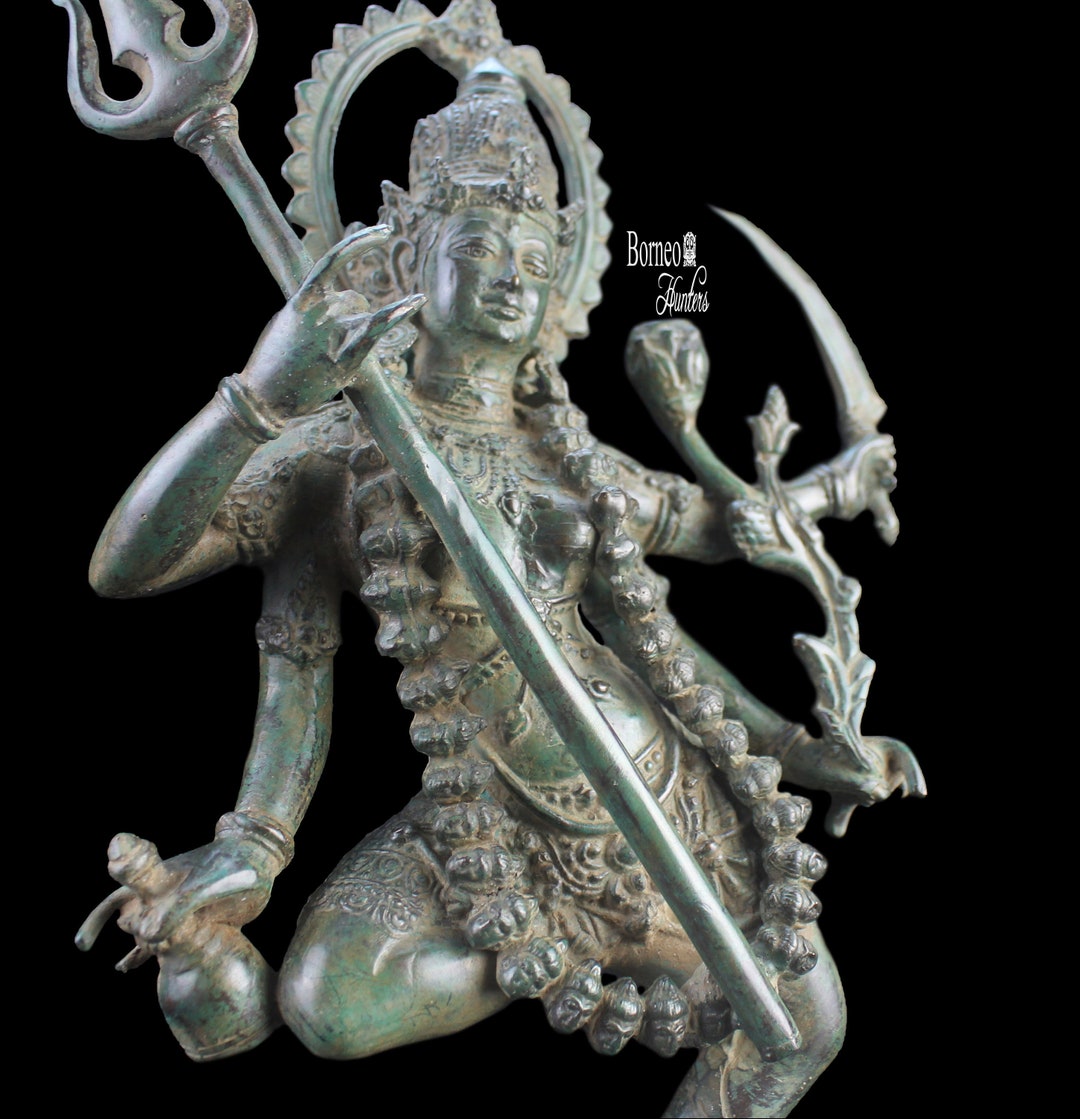 Vintage Bronze Dancing Kali Statue 16.5"/42cm Hindu Goddess Kali With 4 ...
