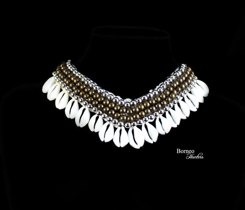 V-Shaped Shell&Bead Necklace Handwoven Choker Collar Party | Etsy