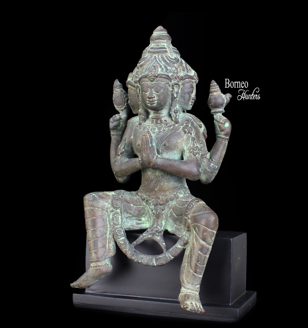 Four Faced Brahma Statue With 4 Arms;hindu God of Creation >>10.5"/27cm ...