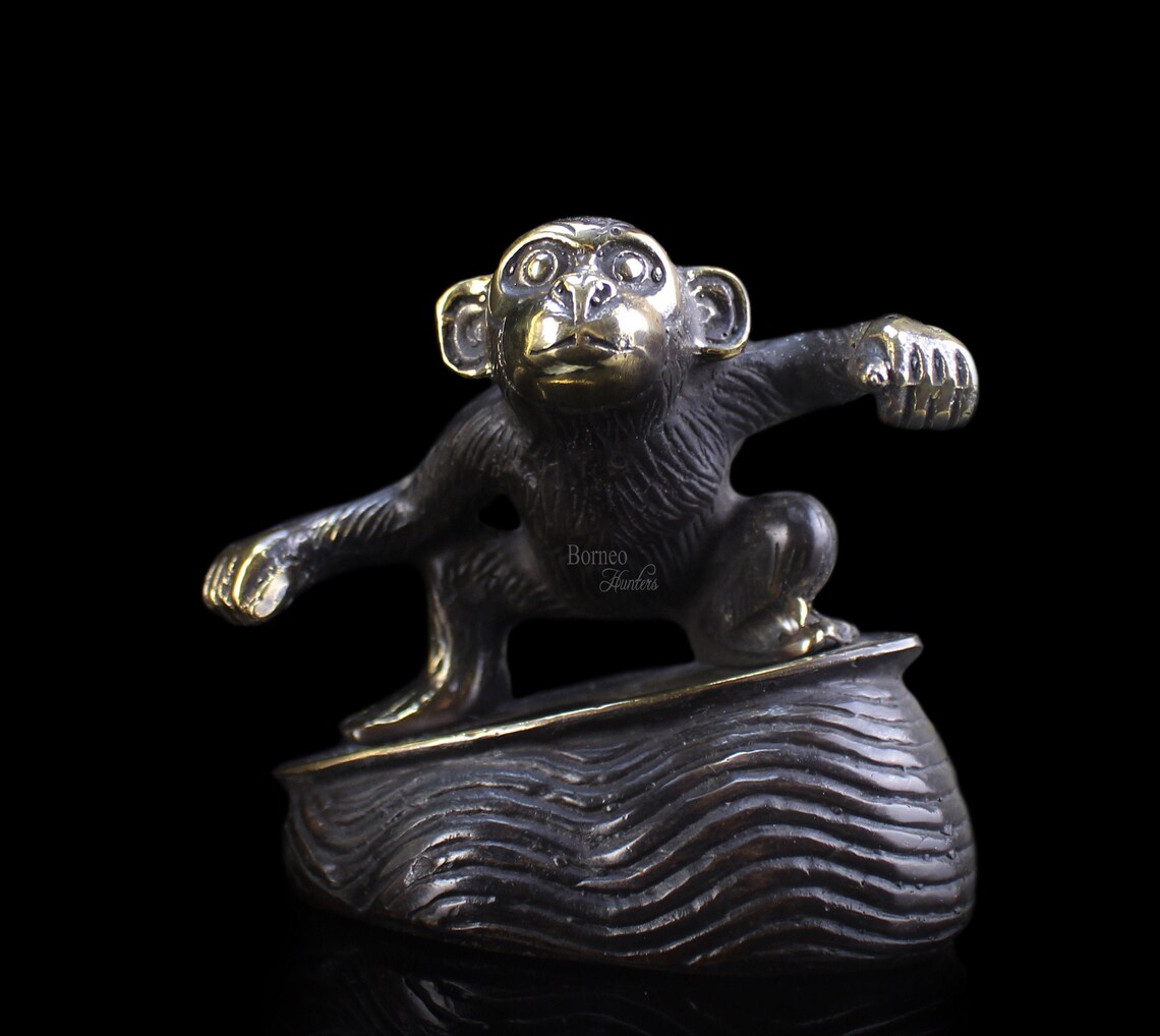 Monkey on Surf Board 3.5 Brass Figurine 'monkey - Etsy