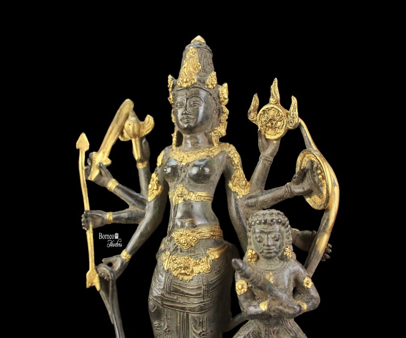 Bronze Devi Durga on Buffalo Statue 34CM Eight Armed Durga - Etsy