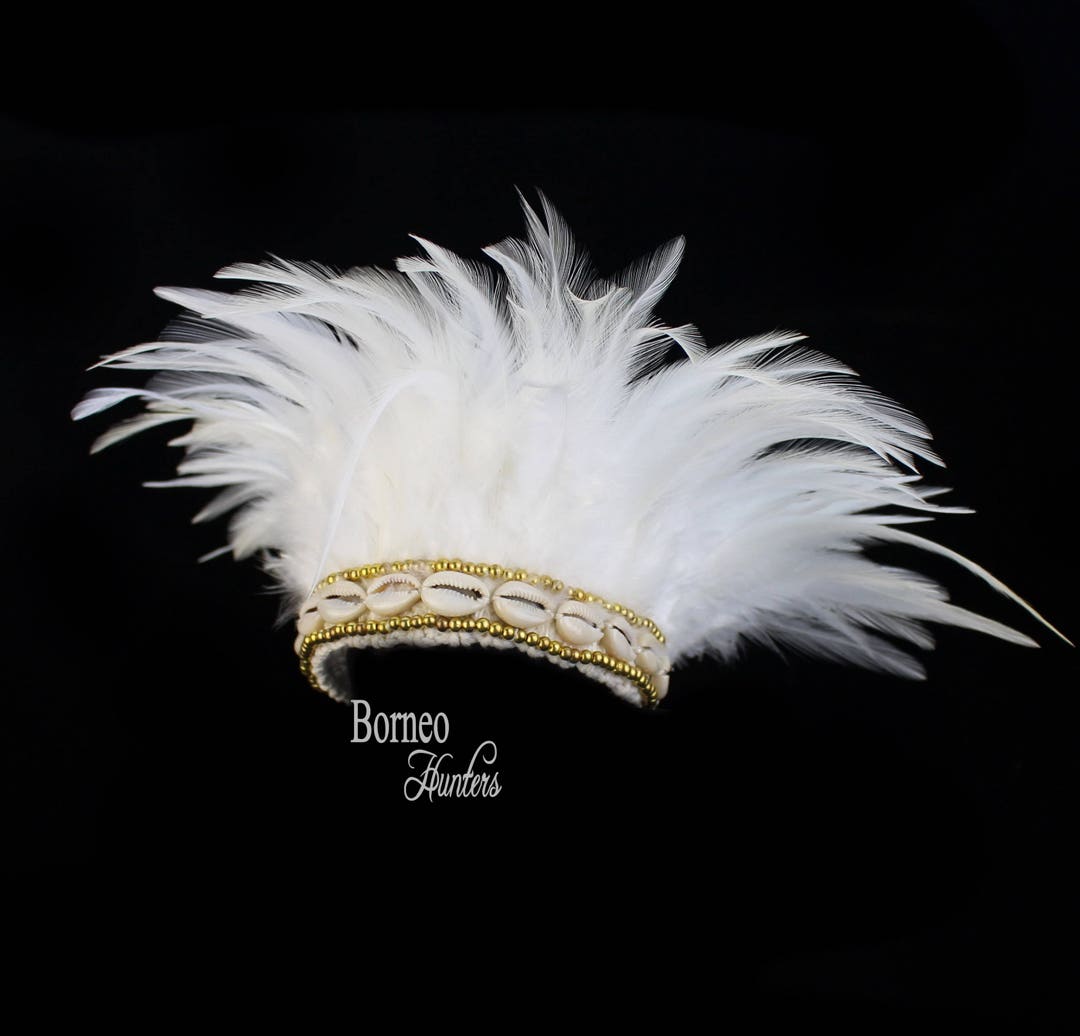 Handmade Feather Headdress Real Natural White Soft Feather on Woven ...