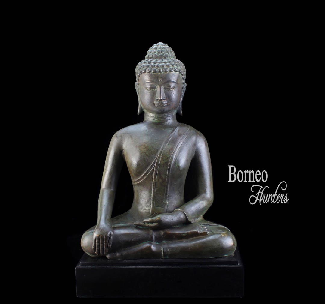Buddha Statue on Base 18.3"bronze Buddha in Bumipharsa Dhayana Mudra;of ...