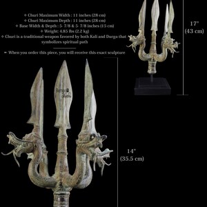 17" Bronze Churi, Kali and Durga Dagger on Stand Hindu Divine Weapon ...