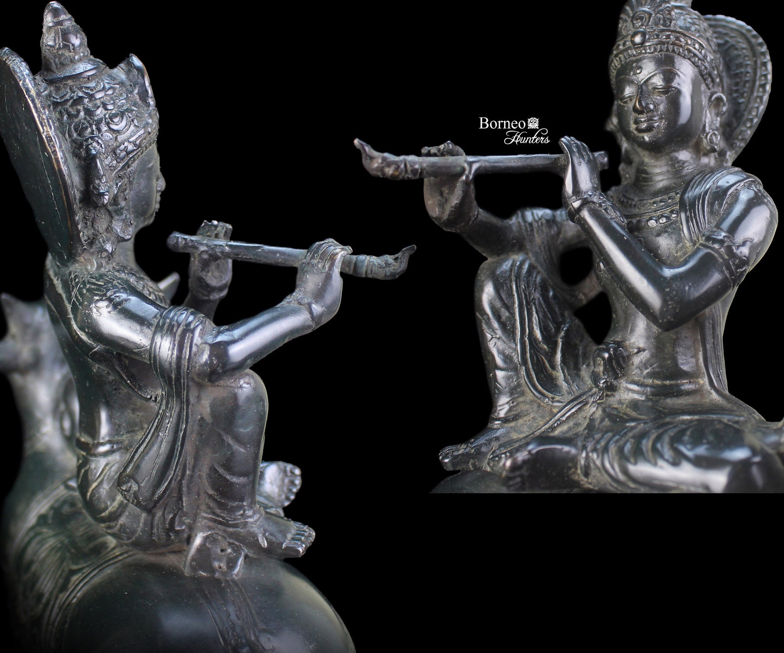 Gopal Krishna Playing Flute With Cow 8.75 Bronze Hindu | Etsy