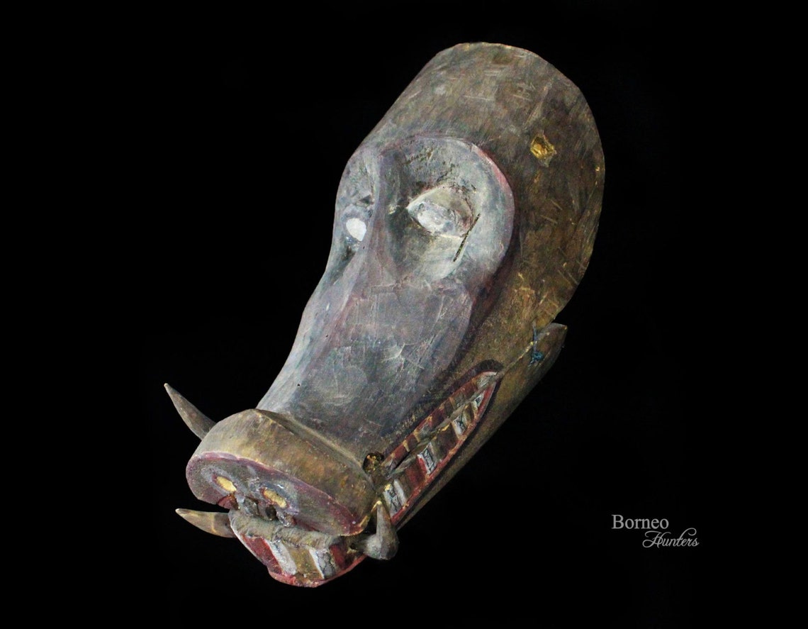 Old Dayak Borneo Pig Mask / Handheld Iban Ceremonial Mask From | Etsy