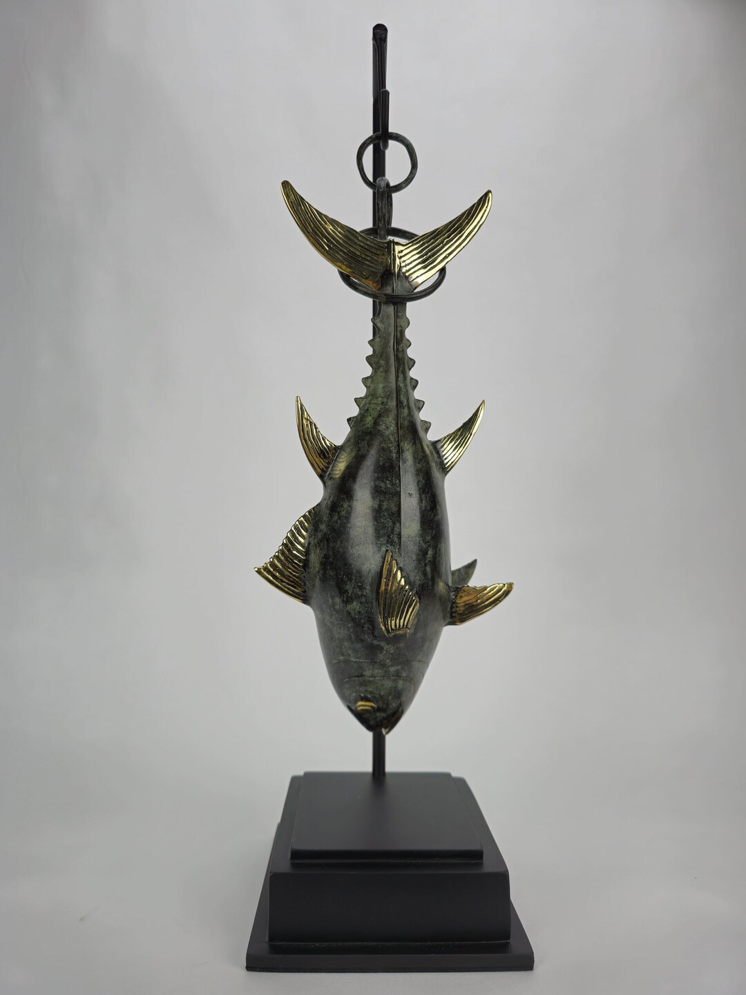 Bluefin Tuna Sculpture 12"/20" on Display Base. Hand Cast Bronze ...