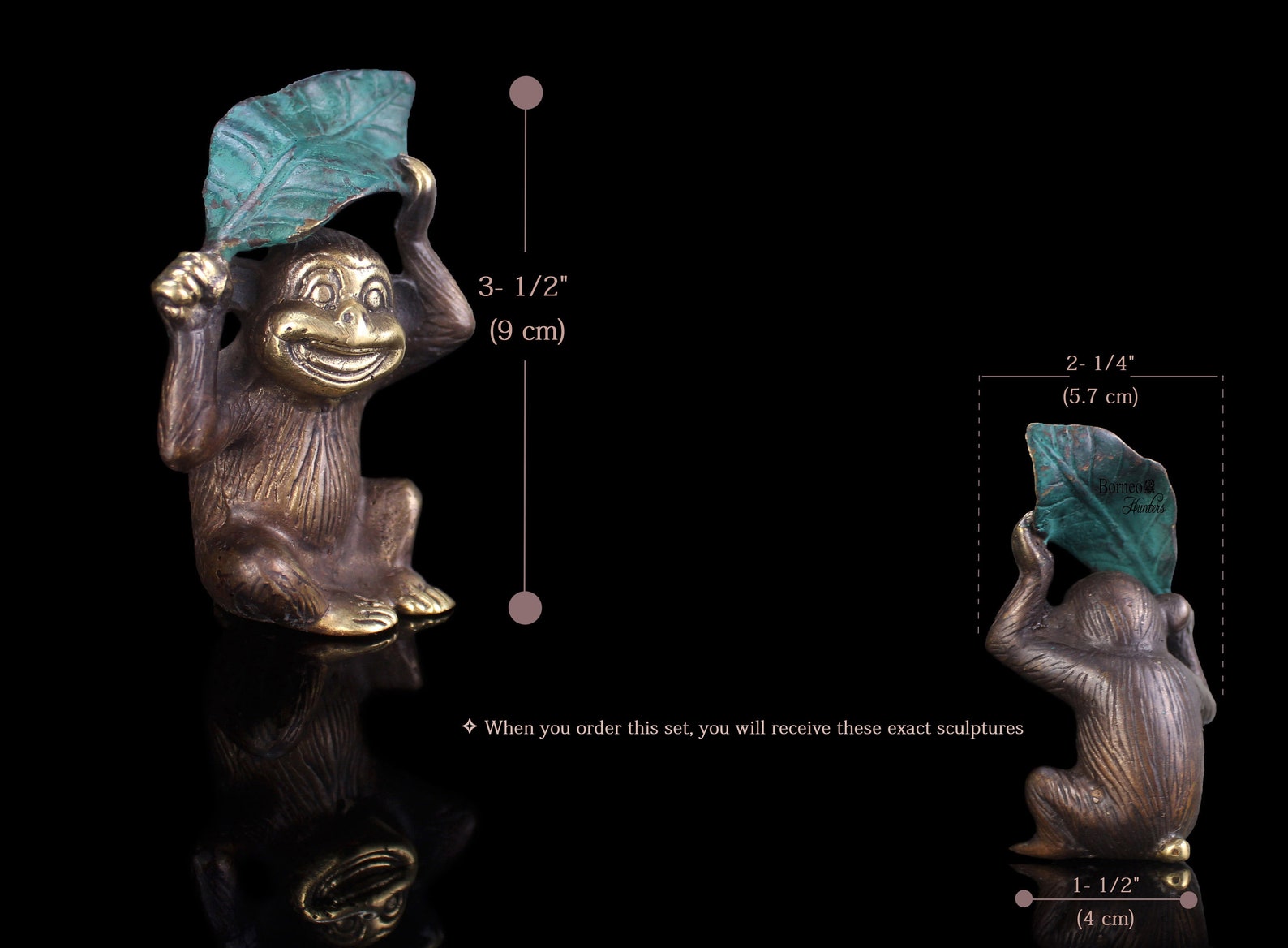 Amusing Monkeys 3.5 Small Monkey Figurines Brass | Etsy