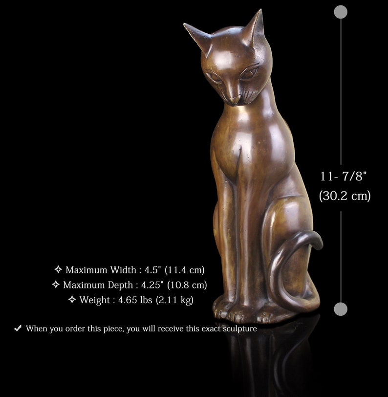 Cat Sculpture Brass Cat Cat Statue Feline Cat Wistful | Etsy