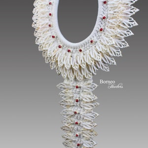 White Shell Necklace Ribbed Pointed Seashell Handwoven Necklace With ...