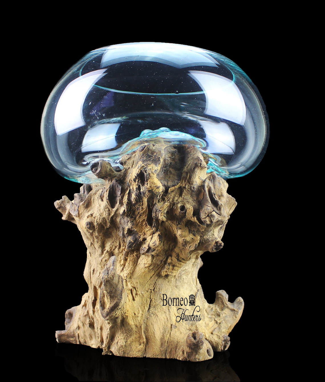 Molten Glass on Wood Base. Terrarium/fish Bowl/vase Unique - Etsy