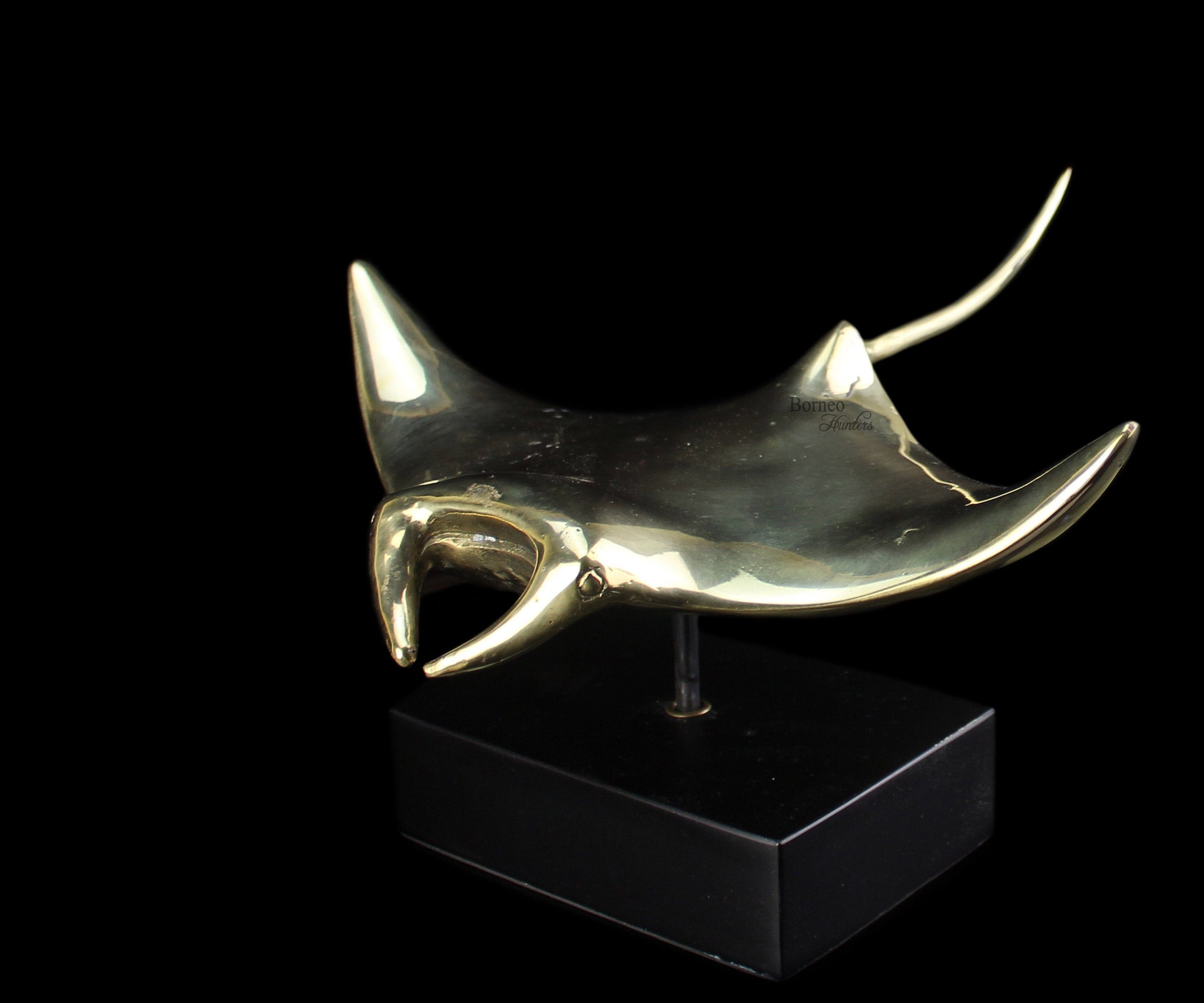 Brass Stingray Sculpture On Base 13.5 / 28.5 CM Sea Life | Etsy