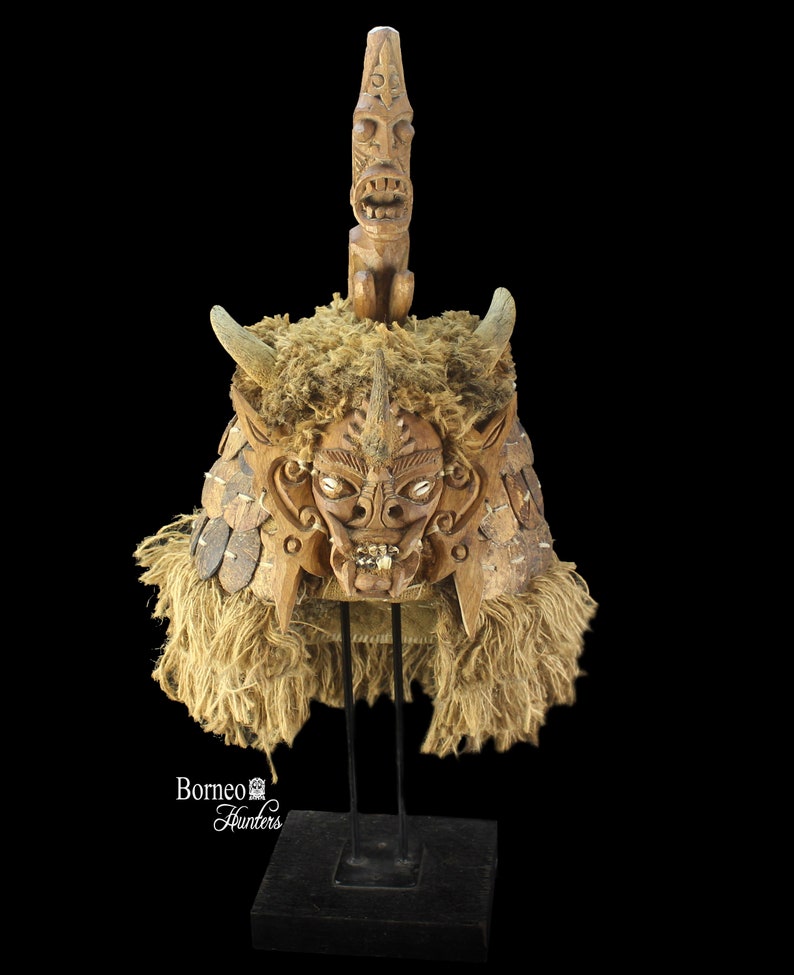 Borneo War Helmet 26" Headhunter Dayak Headgear From Kalimantan ...