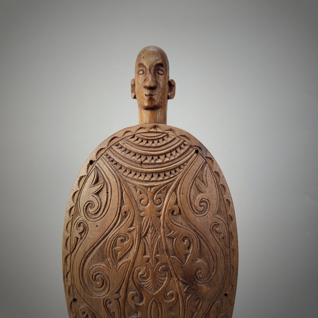 37x12cm Antique Vintage Borneo Shaman Implement Shield Dayak Bidayuh ...
