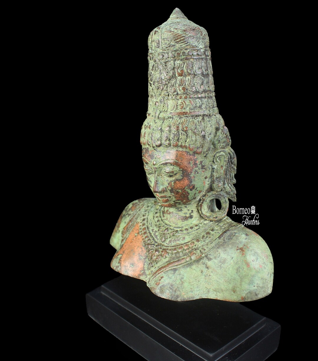 BRONZE PARVATI Bust 11.25" Goddess Parvati on Wooden Metal Stand ...