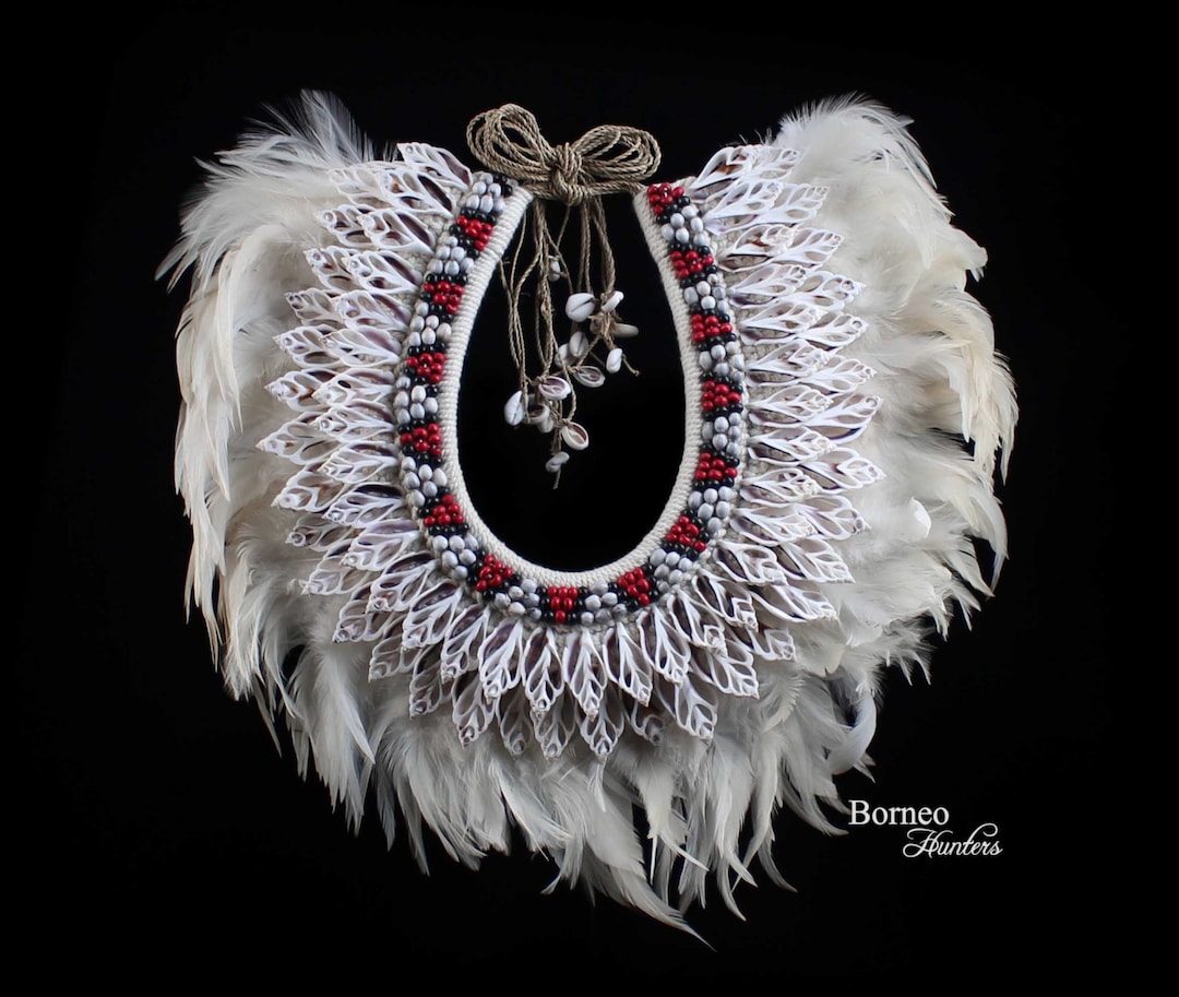 Feather Seashell Necklace: White Boho Tribal Collar - Etsy UK