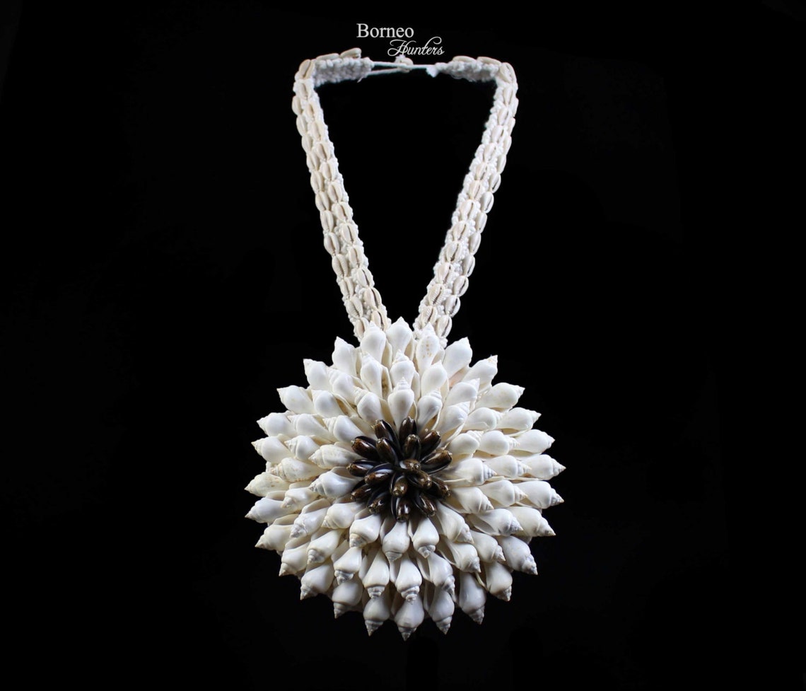 White Shell 'flower' Pendant Long Necklace Soft White | Etsy