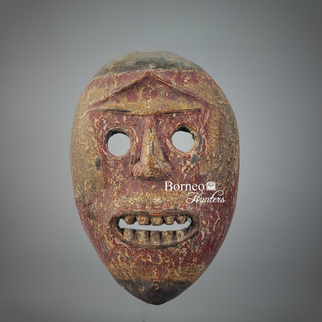 Borneo Mask Dayak Mask Wood Mask Tribal Collectible Vintage Antique ...